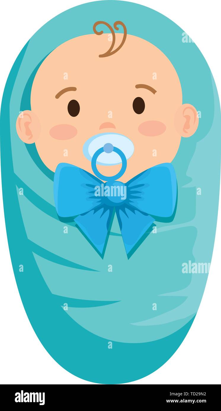 cute little baby boy with pacifier character Stock Vector Image & Art ...