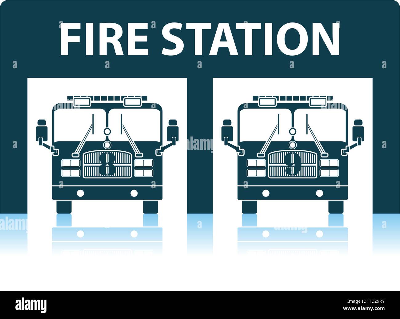 Fire Station Icon. Shadow Reflection Design. Vector Illustration Stock ...
