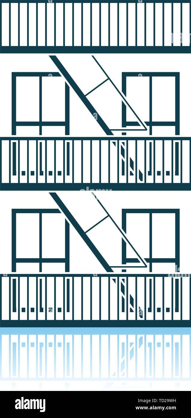 Emergency Fire Ladder Icon. Shadow Reflection Design. Vector ...