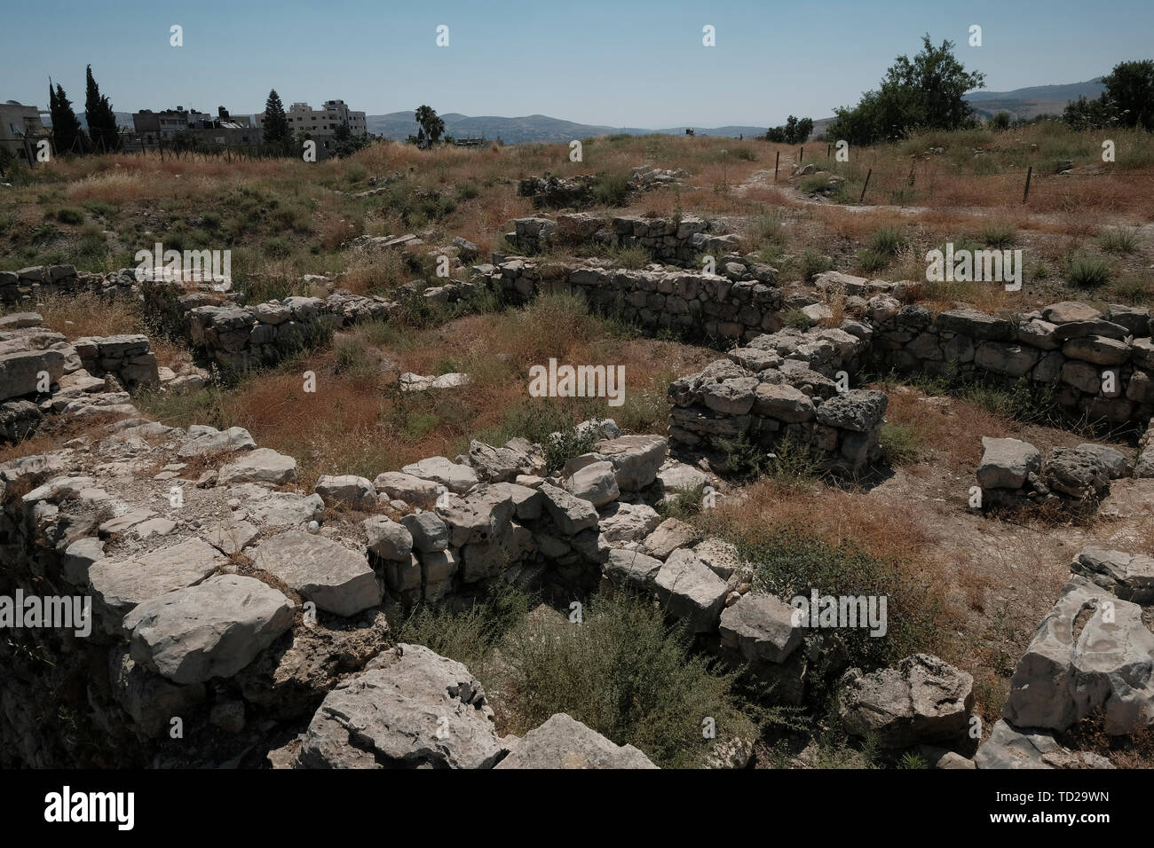 Ruins of what is believed to be the first settlement in Nablus, the ...