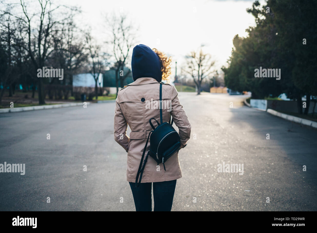 Woman In Trench Coat Back View High Resolution Stock Photography and ...