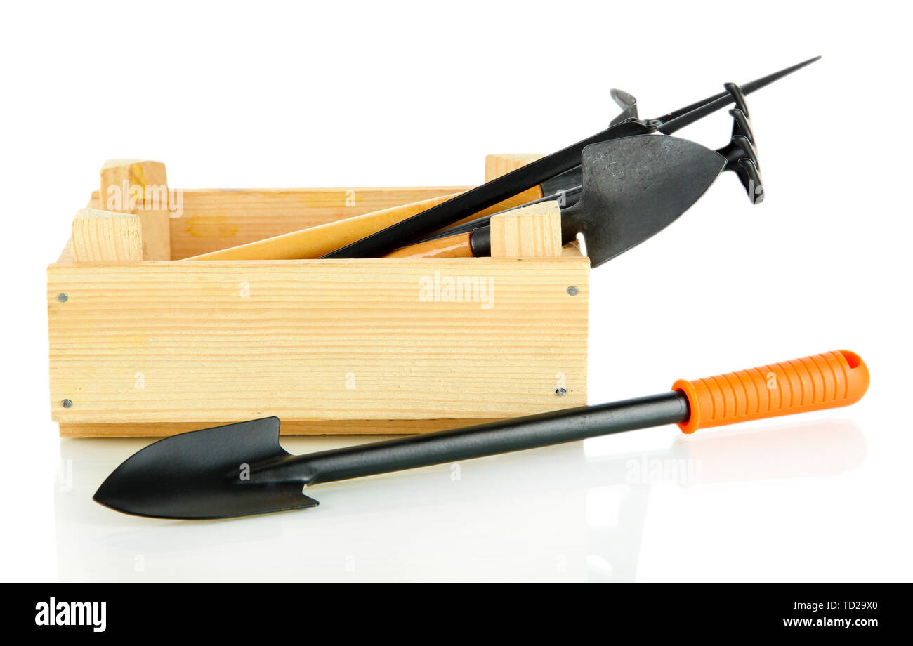 Garden tools isolated on white Stock Photo - Alamy