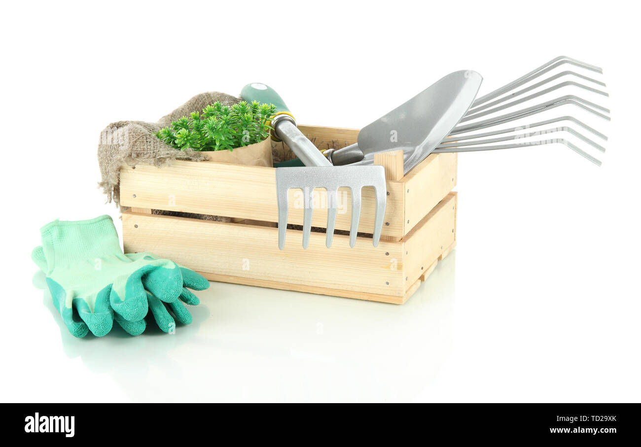Garden tools isolated on white Stock Photo - Alamy