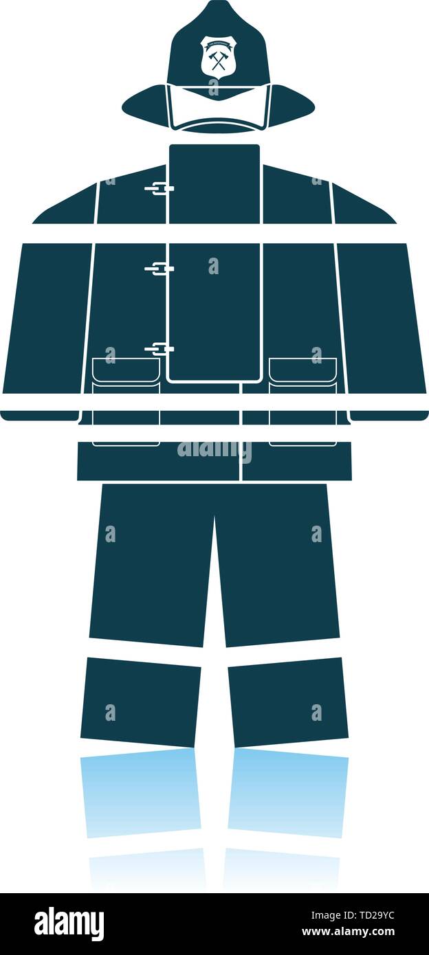 Fire Service Uniform Icon. Shadow Reflection Design. Vector ...