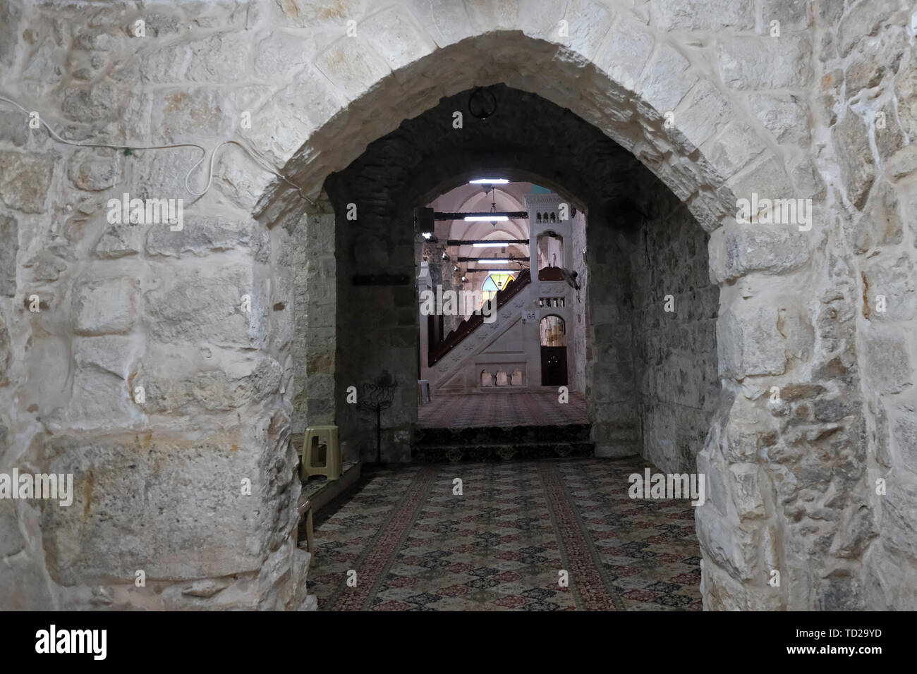 Interior view of the An-Nasr Mosque, converted from a Crusader church ...