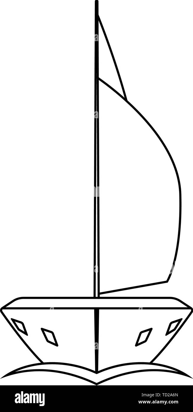 Simple illustration sailboat sailing Black and White Stock Photos ...