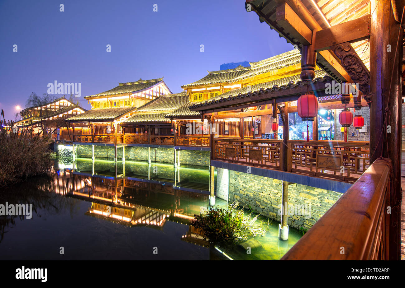 Night view of Changde River Street, Hunan Stock Photo - Alamy