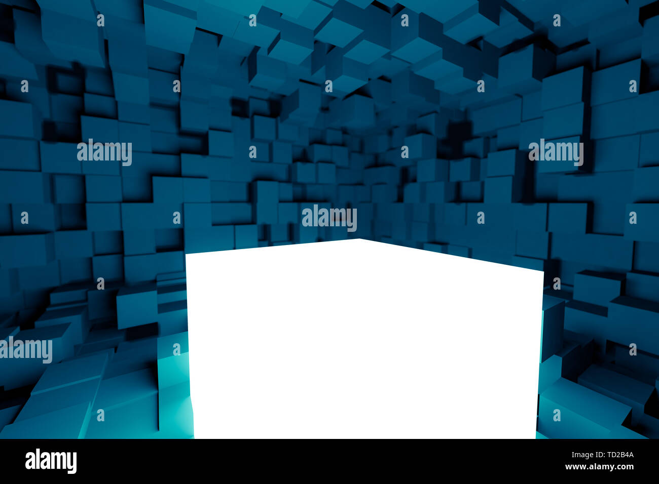 Blue Tech Sense Cube Model Stock Photo - Alamy