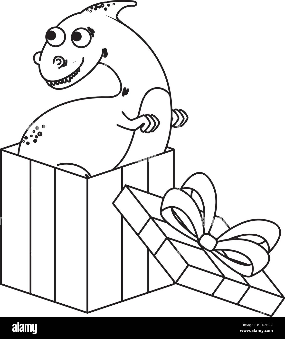 cute dinosaur in gift box Stock Vector Image & Art - Alamy