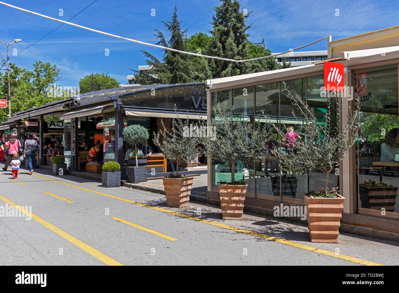 SANDANSKI, BULGARIA - APRIL 29, 2019: The Center and Pedestrian street ...