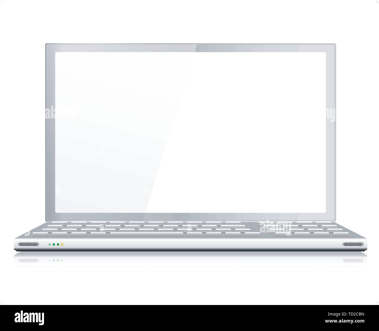 Realistic Laptop or Notebook Computer in Silver - Vector with grouped ...