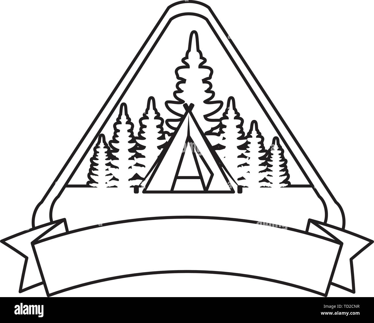 frame with camping zone and tent scene Stock Vector Image & Art - Alamy