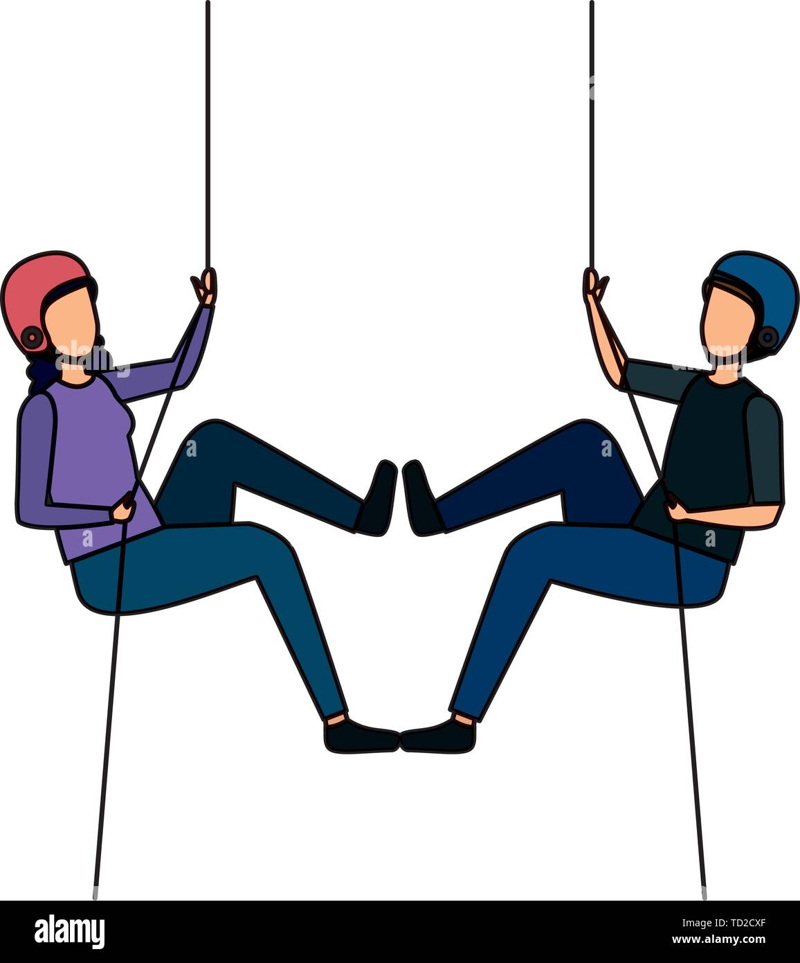 young couple climbing with ropes characters Stock Vector Image & Art ...