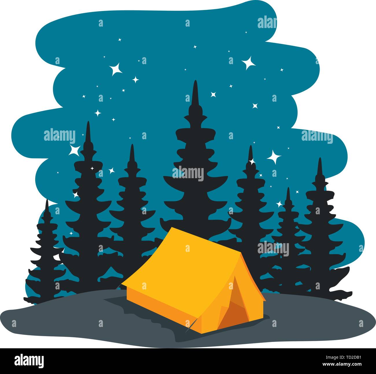 camping zone with camping tent at night scene Stock Vector Image & Art ...