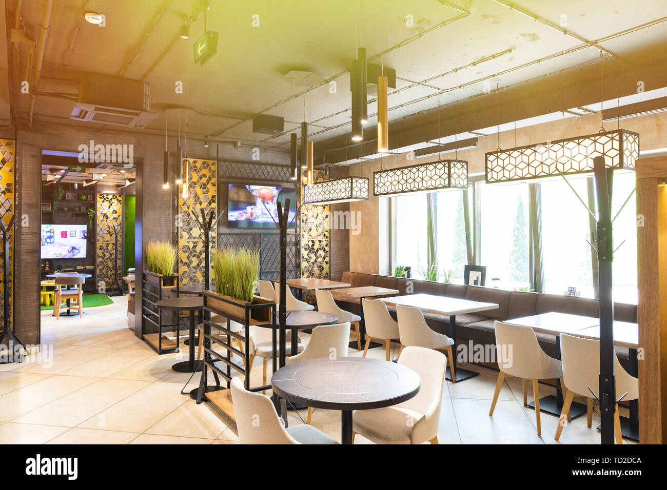 Minsk, Belarus - May 29, 2019: close shot of a main entrance and self ...