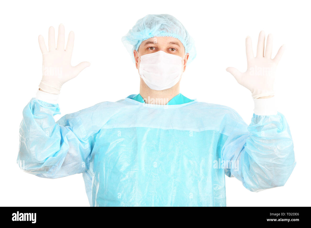 Medical doctor wearing mask isolated on white Stock Photo - Alamy