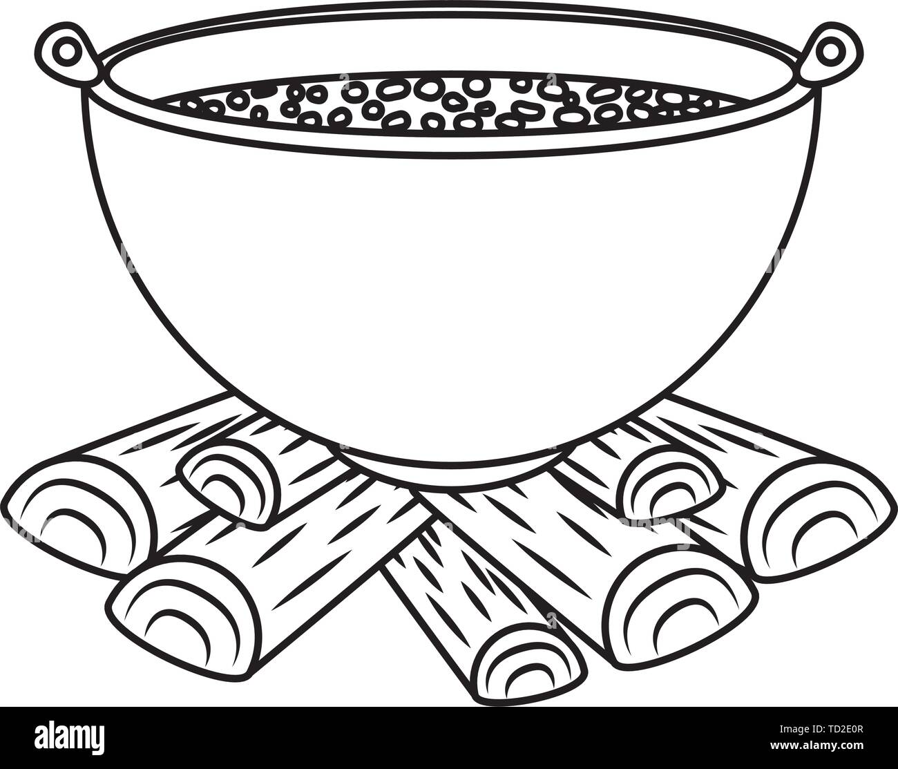 Burning fire wood cook food Stock Vector Images - Alamy