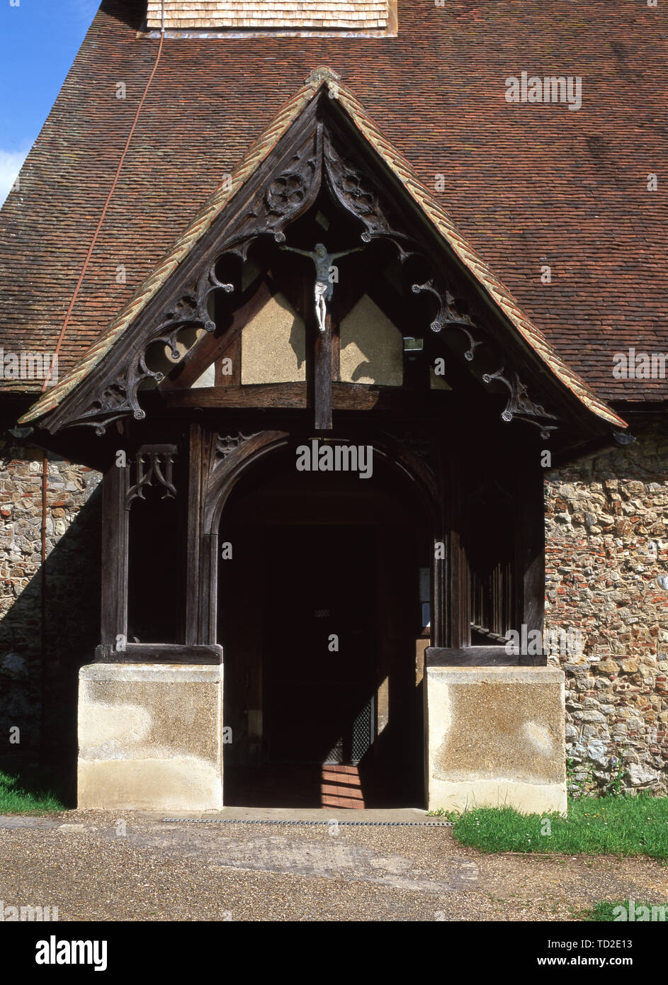 South porch of St Michael and All Angels church, Copford, Essex, UK ...