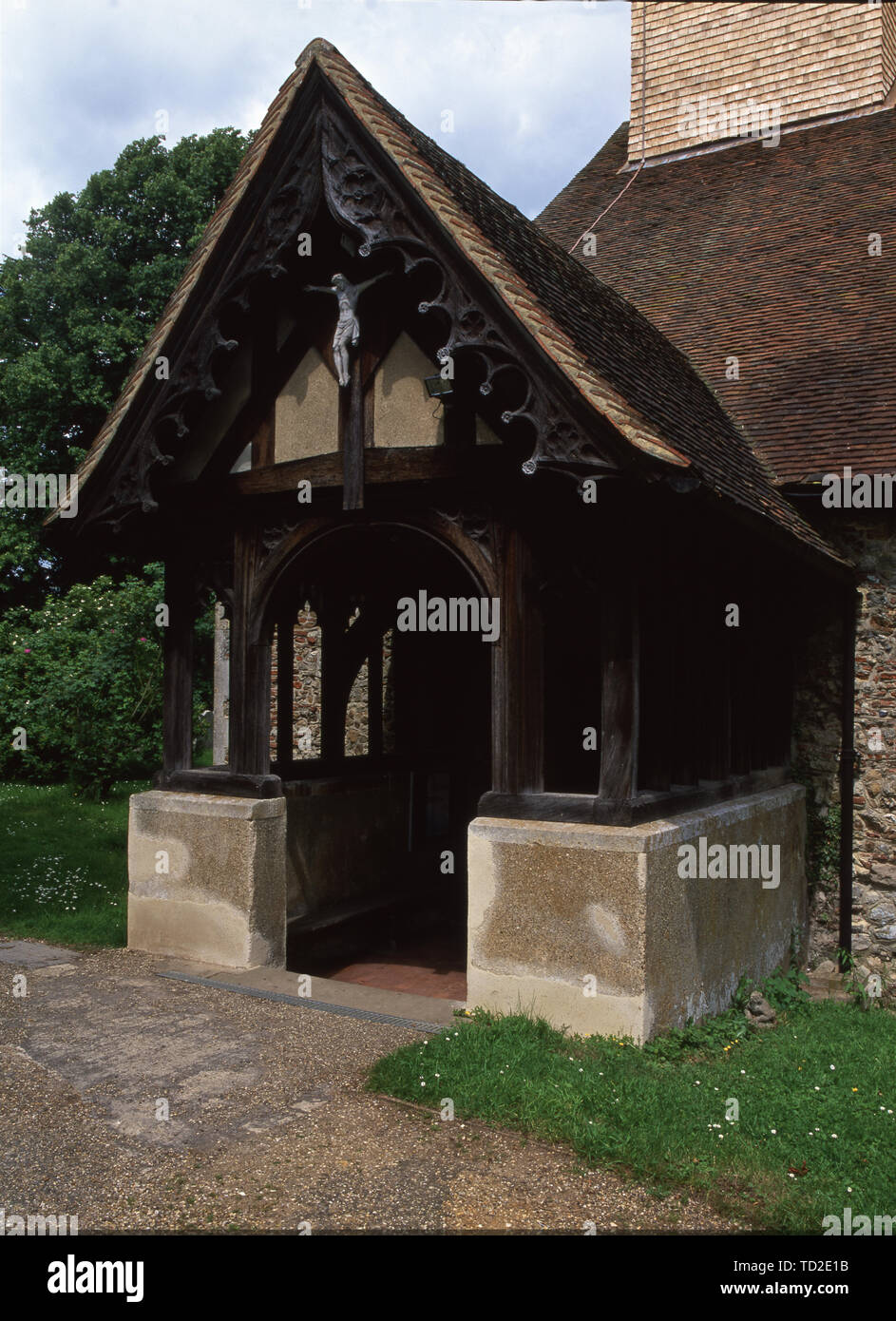 South porch of St Michael and All Angels church, Copford, Essex, UK ...