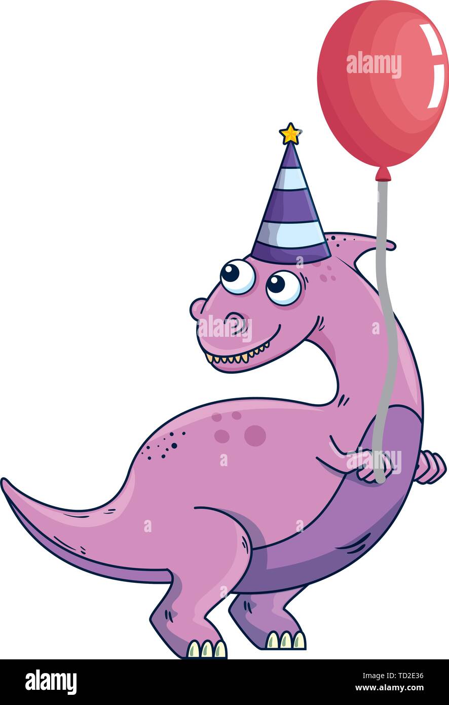 cute dinosaur with balloon helium Stock Vector Image & Art - Alamy