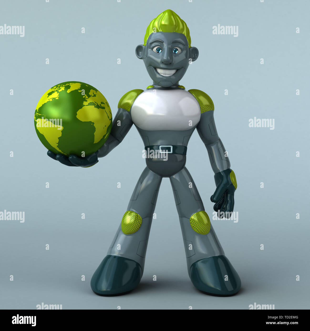 Green Robot - 3D Illustration Stock Photo - Alamy