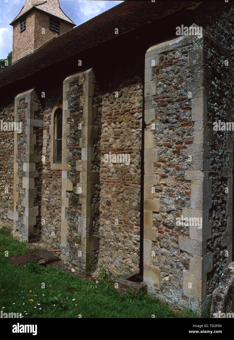 South wall of St Michael and All Angels church, Copford, Essex, UK ...