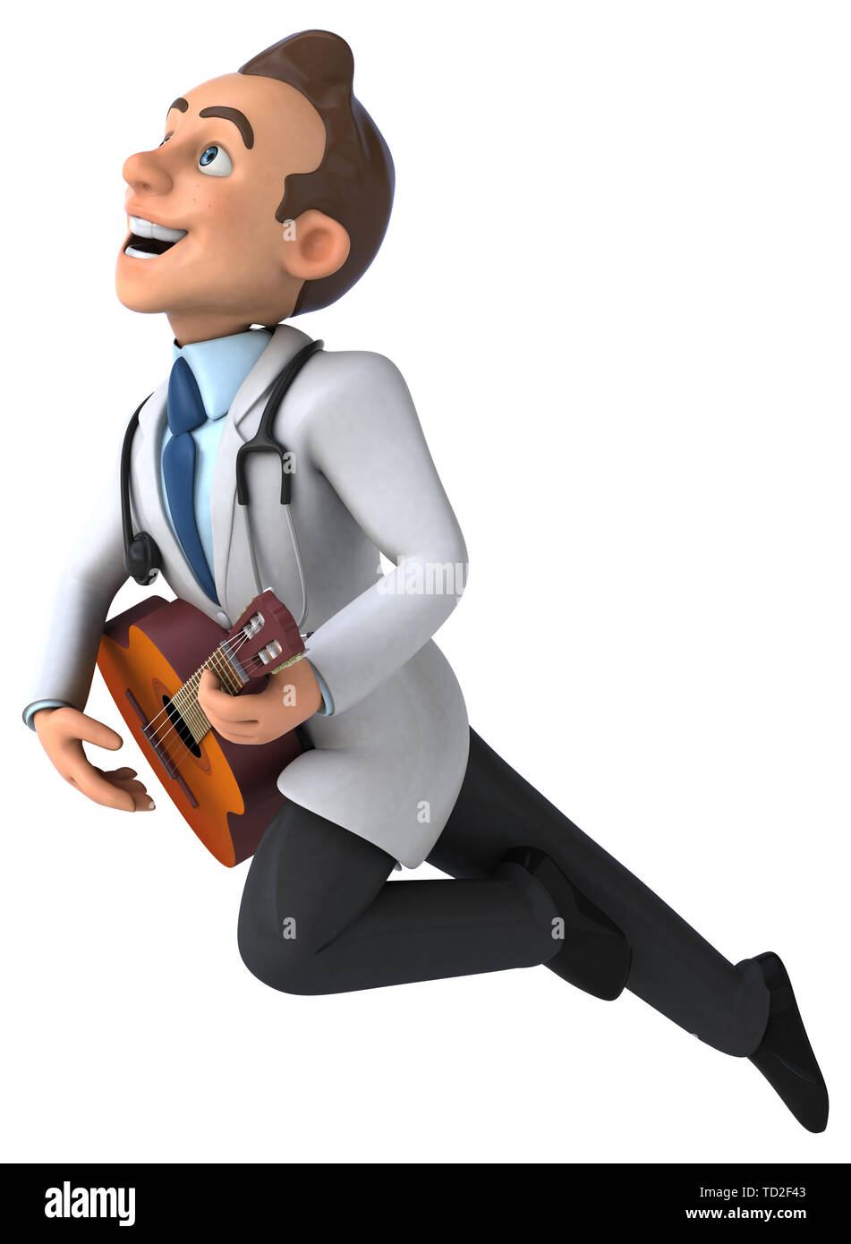 Fun doctor and guitar - 3D Illustration Stock Photo - Alamy