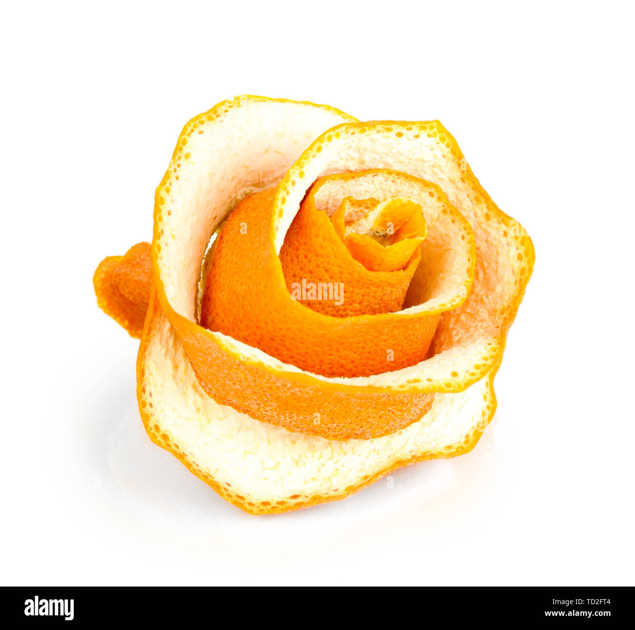 Decorative rose from dry orange peel isolated on white Stock Photo - Alamy