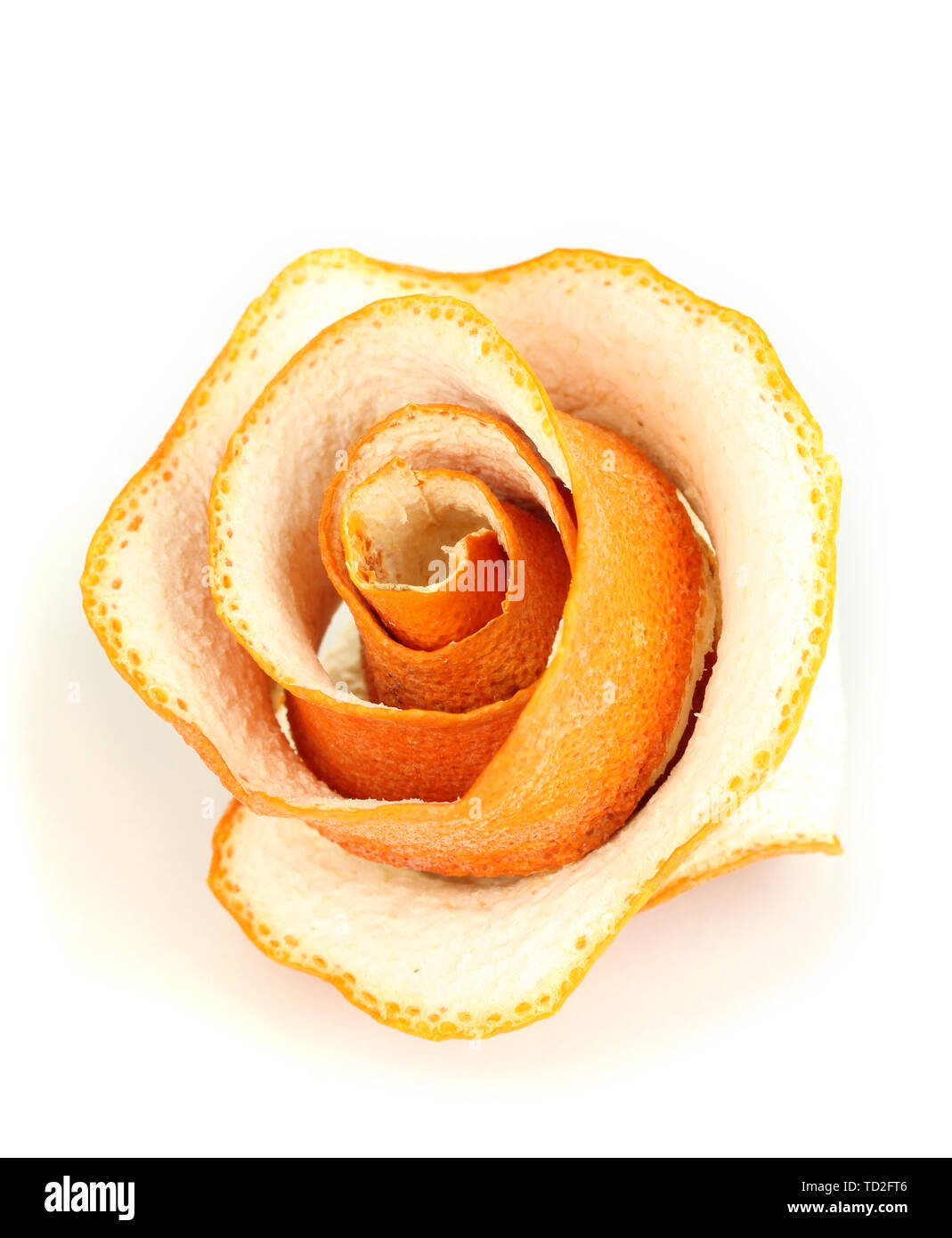 Decorative rose from dry orange peel isolated on white Stock Photo - Alamy