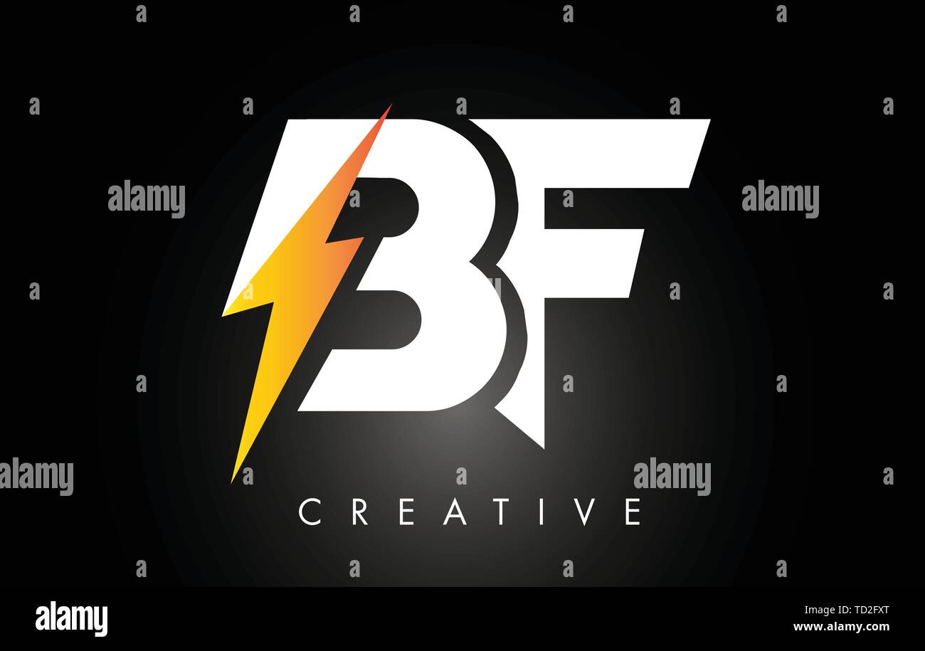 BF Letter Logo Design With Lighting Thunder Bolt. Electric Bolt Letter ...