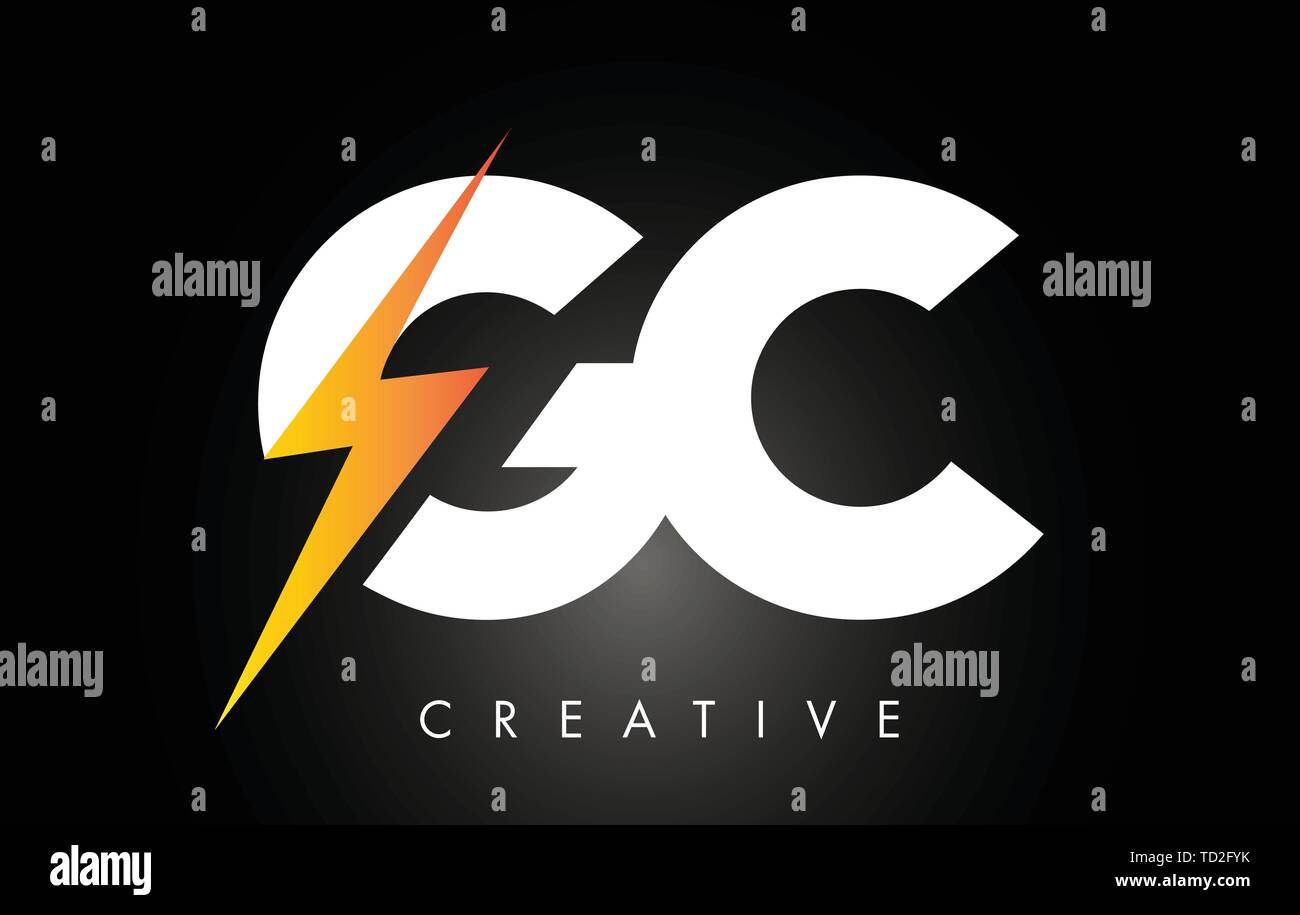 GC Letter Logo Design With Lighting Thunder Bolt. Electric Bolt Letter ...