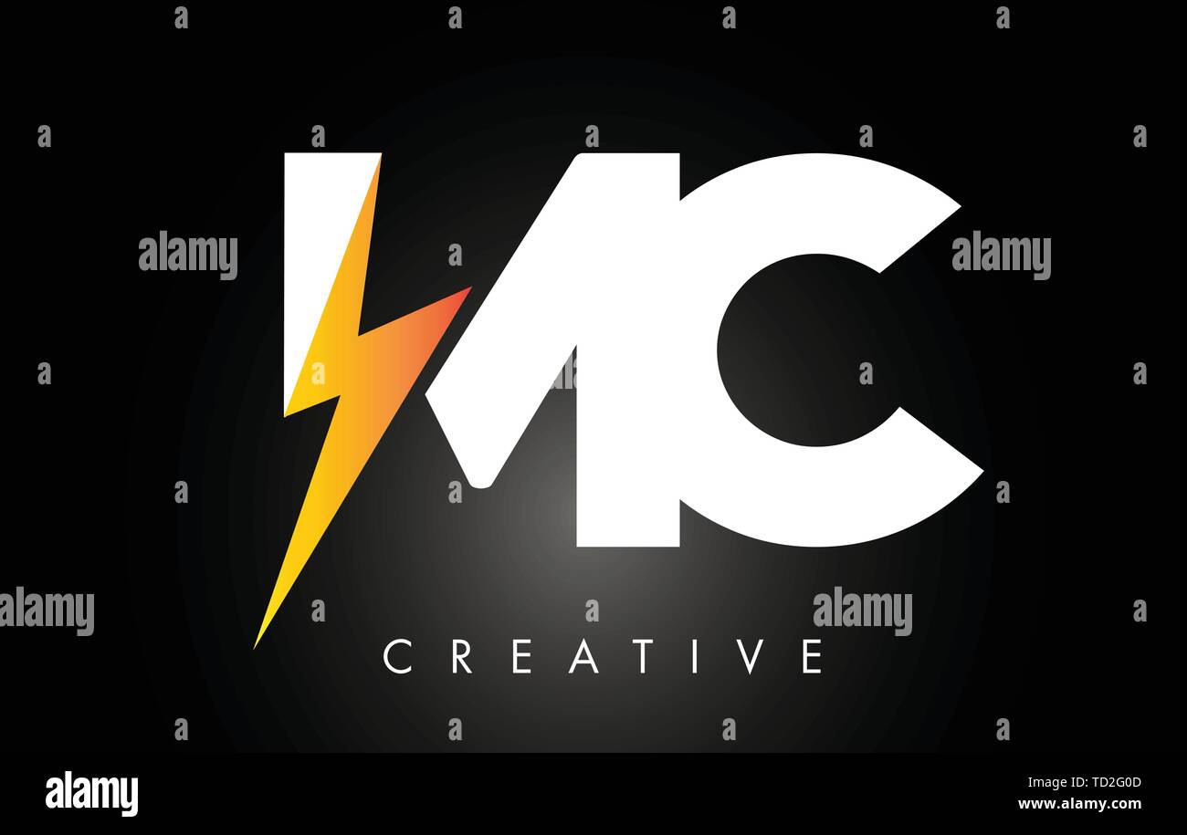 MC Letter Logo Design With Lighting Thunder Bolt. Electric Bolt Letter ...