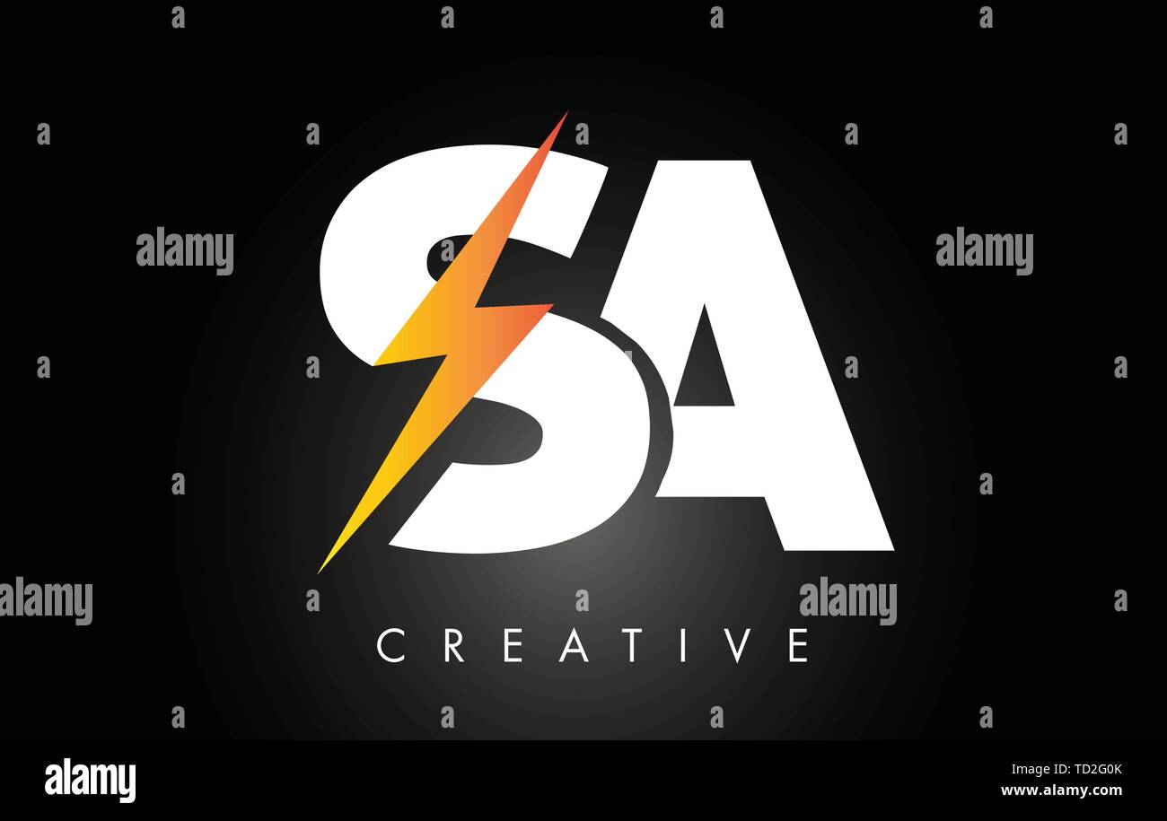 SA Letter Logo Design With Lighting Thunder Bolt. Electric Bolt Letter ...