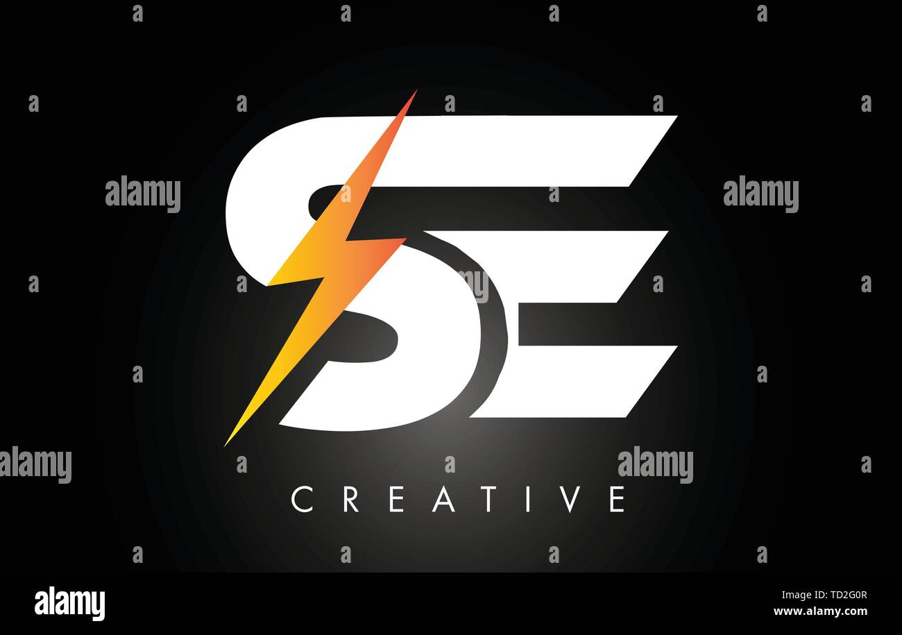 SE Letter Logo Design With Lighting Thunder Bolt. Electric Bolt Letter ...