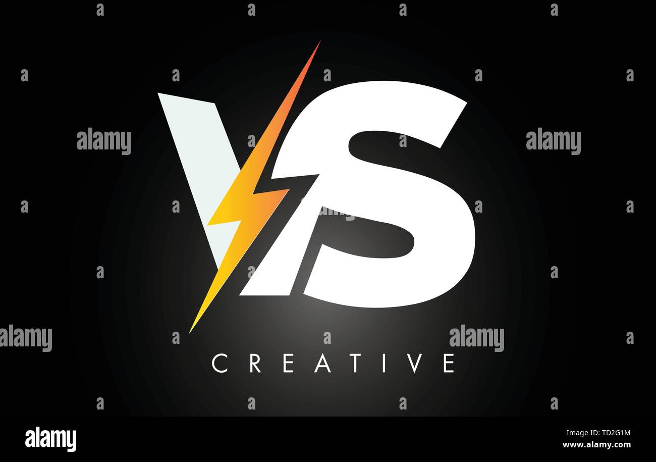 VS Letter Logo Design With Lighting Thunder Bolt. Electric Bolt Letter ...