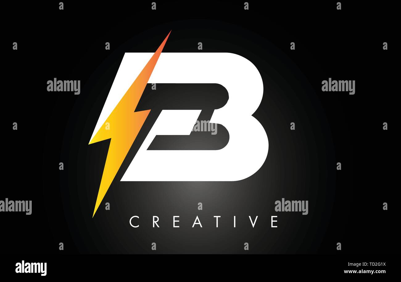EB Letter Logo Design With Lighting Thunder Bolt. Electric Bolt Letter ...