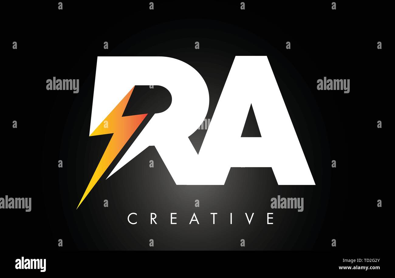 RA Letter Logo Design With Lighting Thunder Bolt. Electric Bolt Letter ...