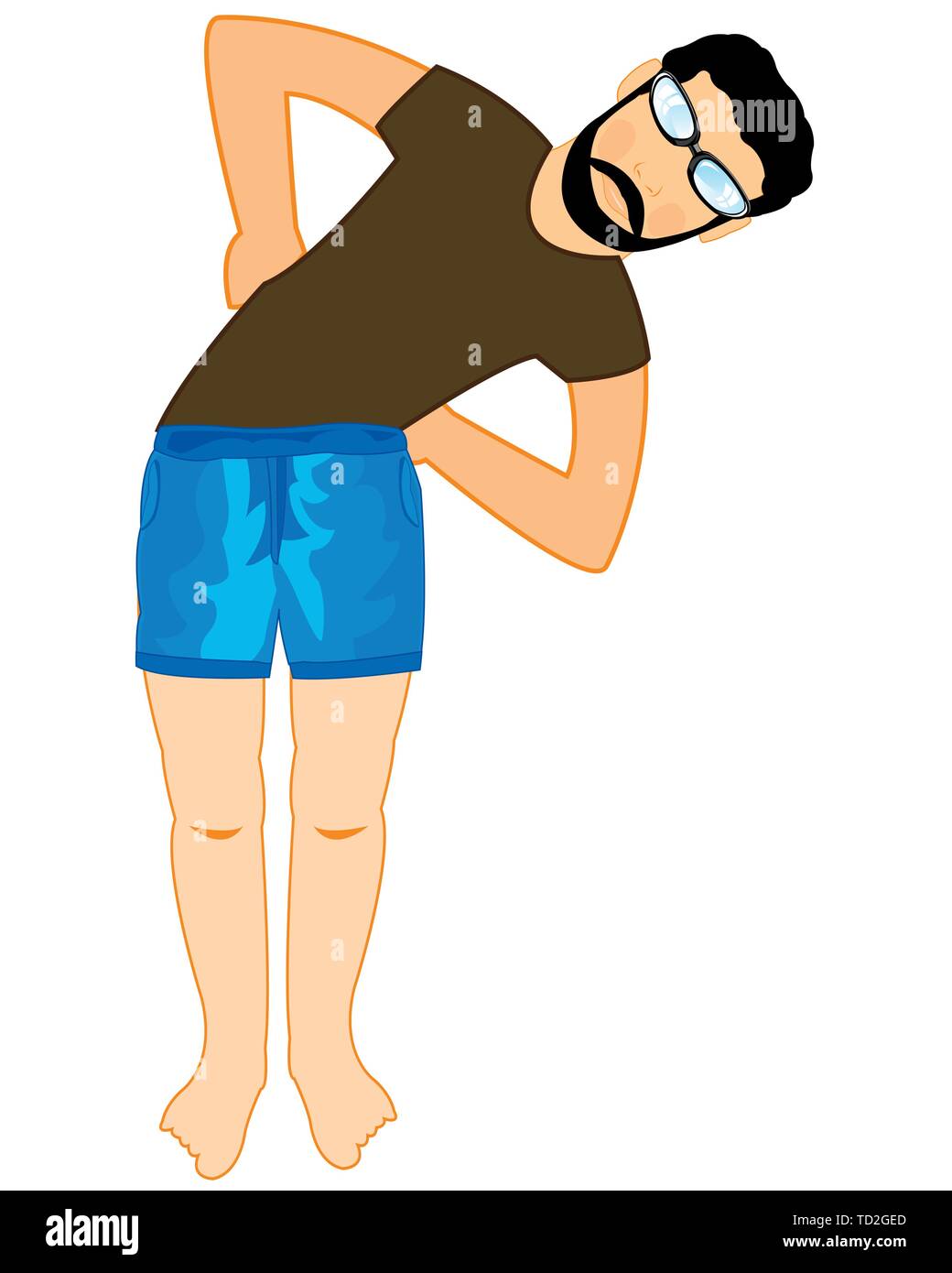 Vector illustration men doing exercise slopping.Matutinal limbering-up ...