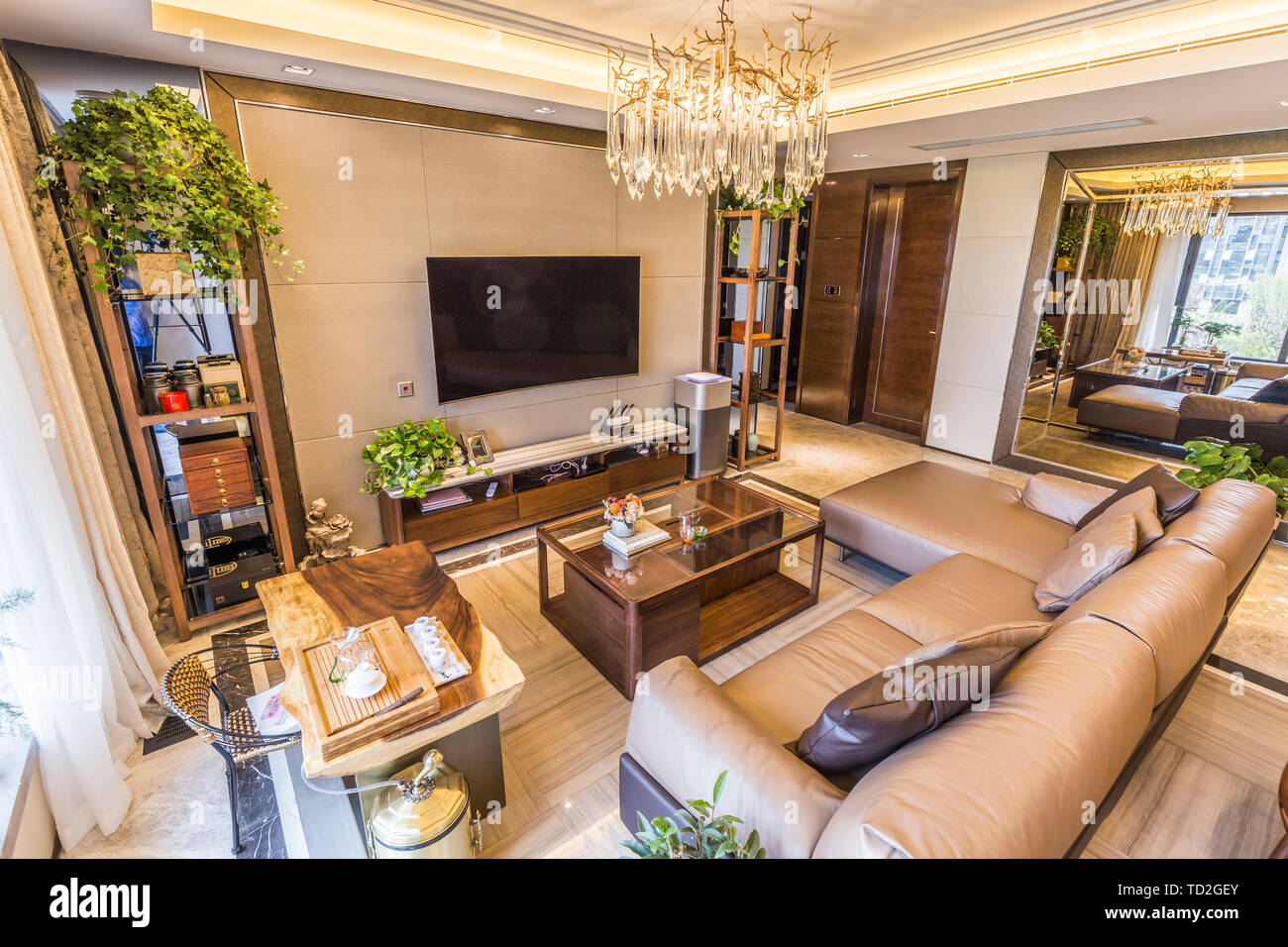 Design of interior design space of model room in modern living room ...