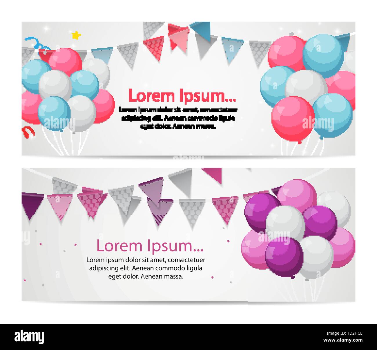 Party Birthday Background Baner with Flags and Balloons Vector ...