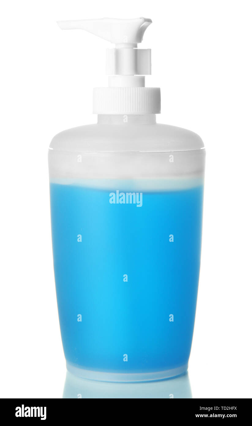 Bottle with liquid soap isolated on white Stock Photo - Alamy