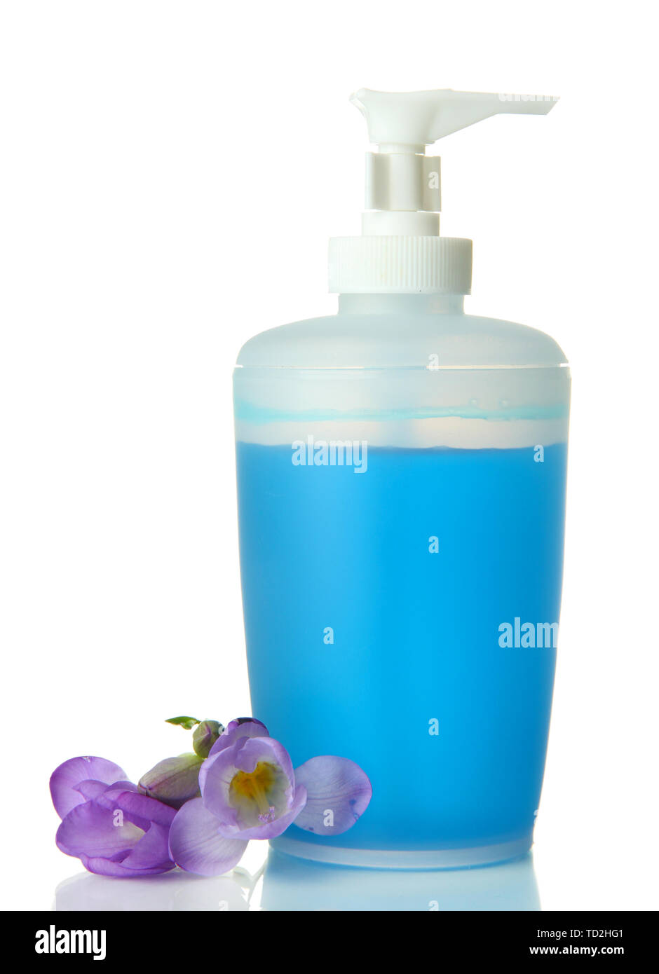 Bottle with liquid soap isolated on white Stock Photo - Alamy