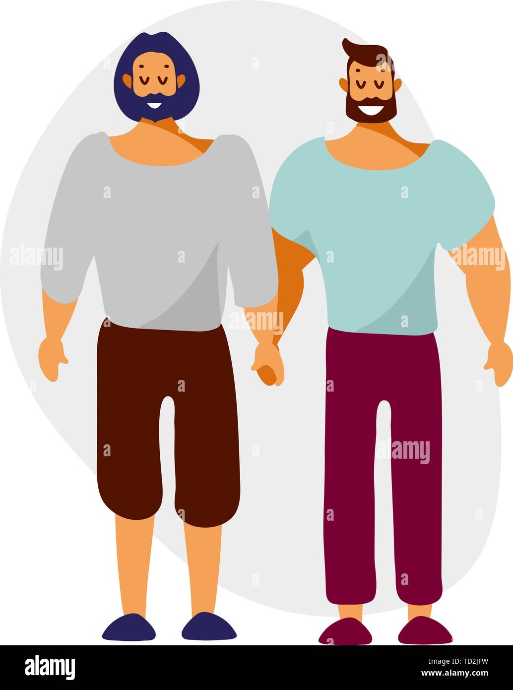 LGBT couple of men, transgender, romantic partners on an isolated white ...