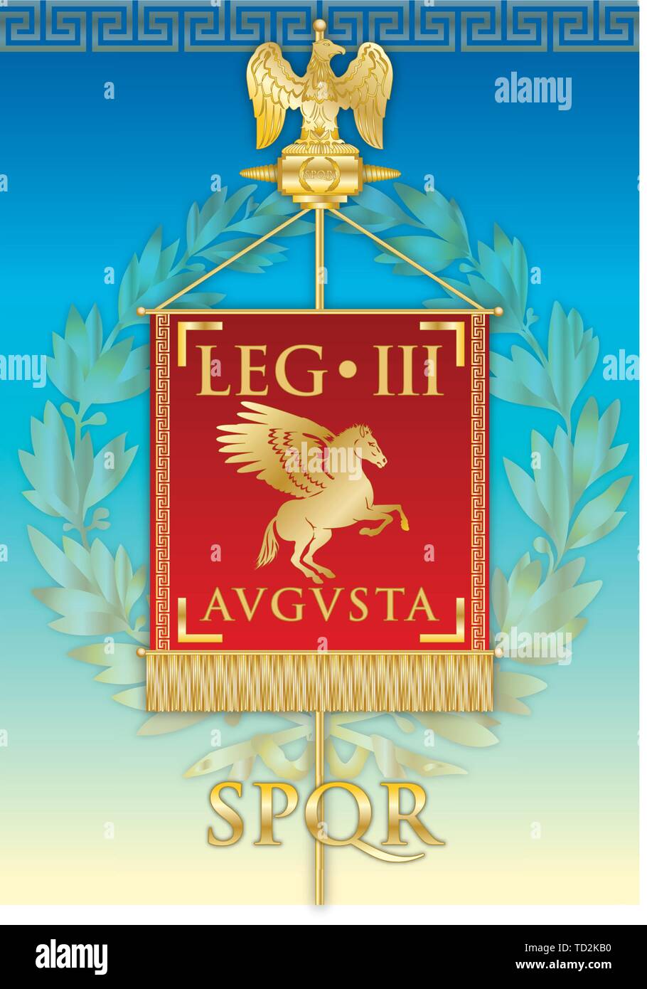 Legio III Augusta, ancient teaches banner legion of the Roman empire, vector illustration Stock ...