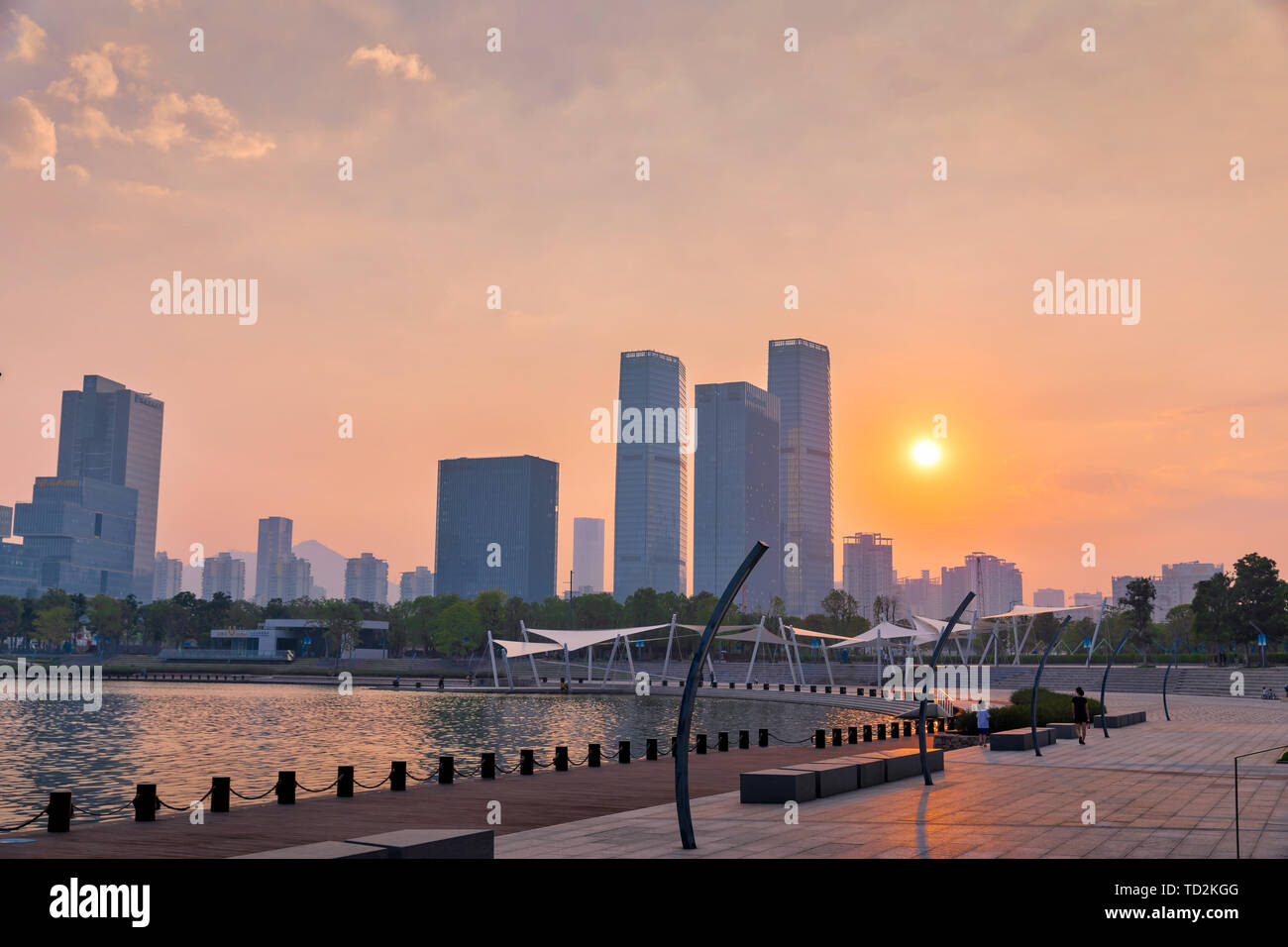 Sunset in Shenzhen Bay before typhoon Stock Photo - Alamy