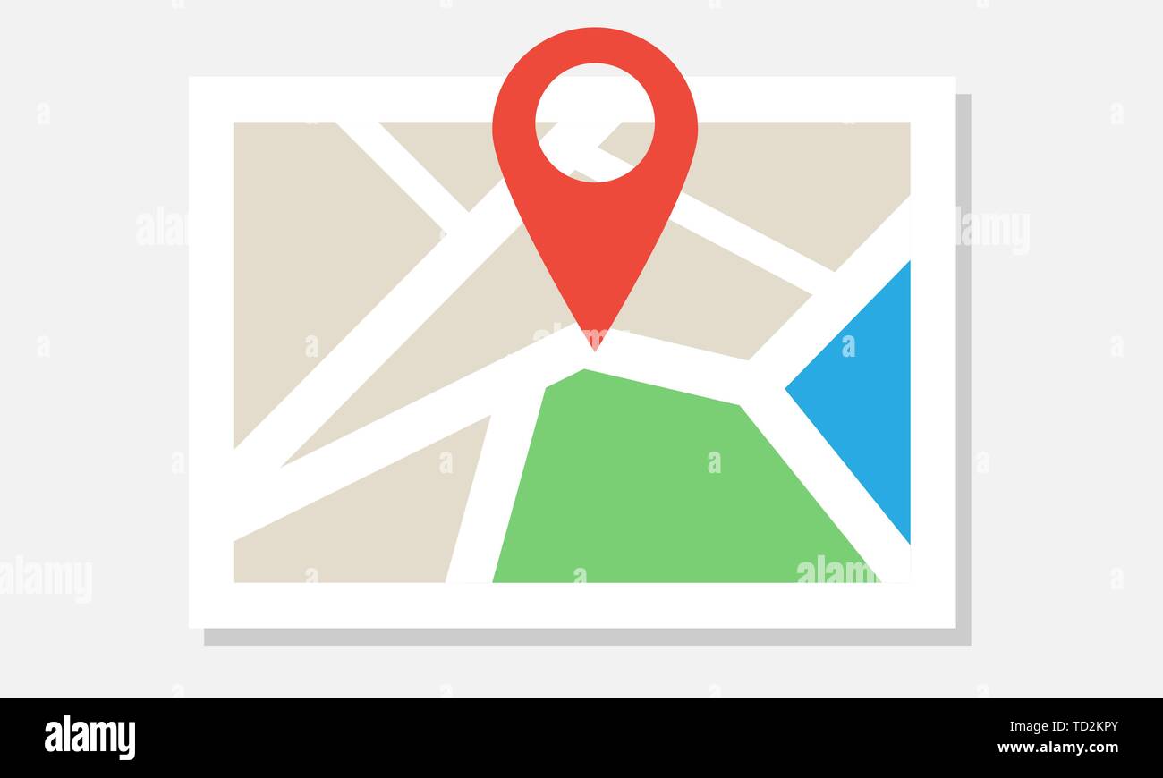 Flat colorful map icon with pin marker. Vector illustration Stock ...