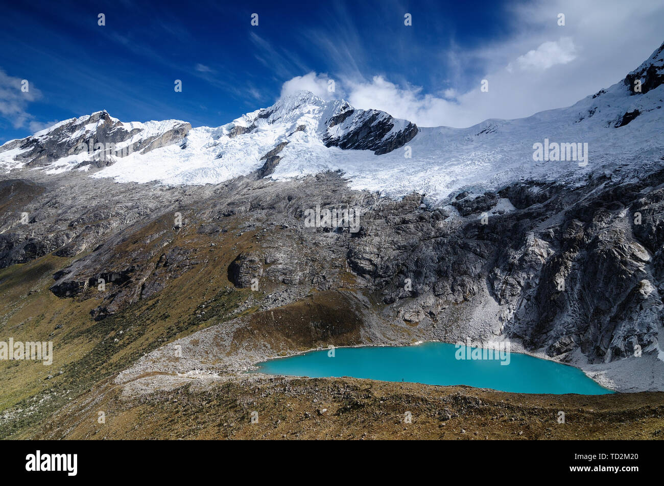 Peru, Beautiful Cordillera Blanca mountain on the Santa Cruz Trek Stock ...