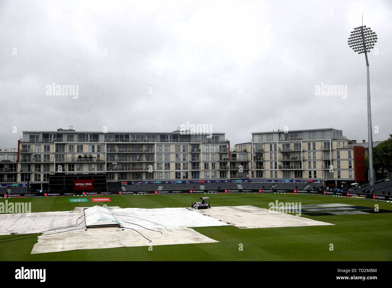 A general view of rain covers on the field during the ICC Cricket World ...