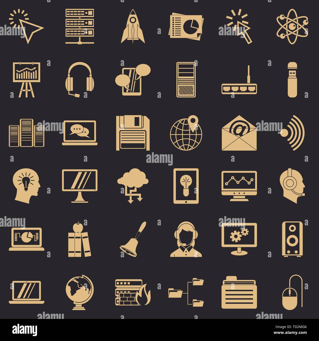 Interactive icons set, simple style Stock Vector Image & Art - Alamy