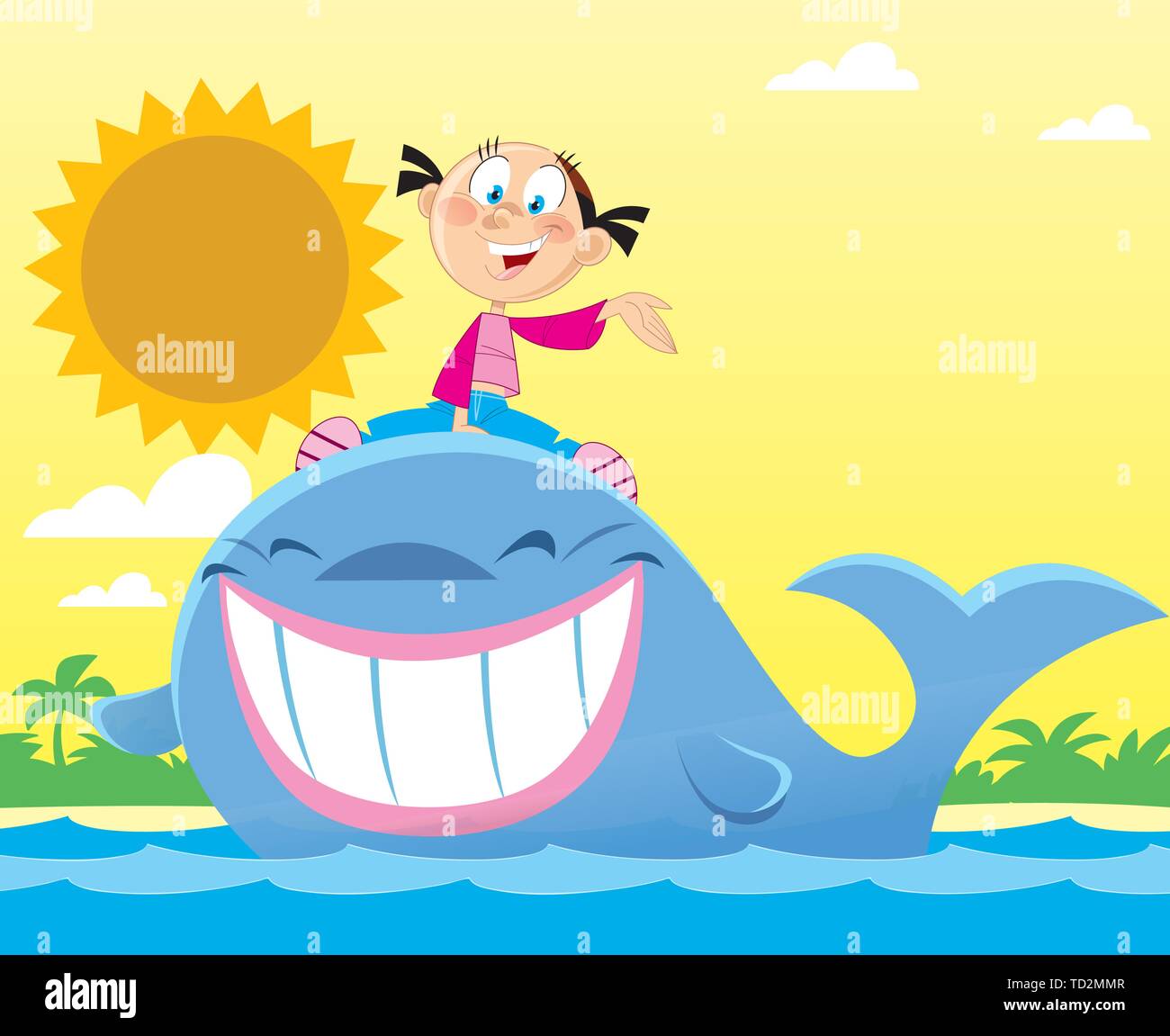 Girl riding whale Stock Vector Images - Alamy